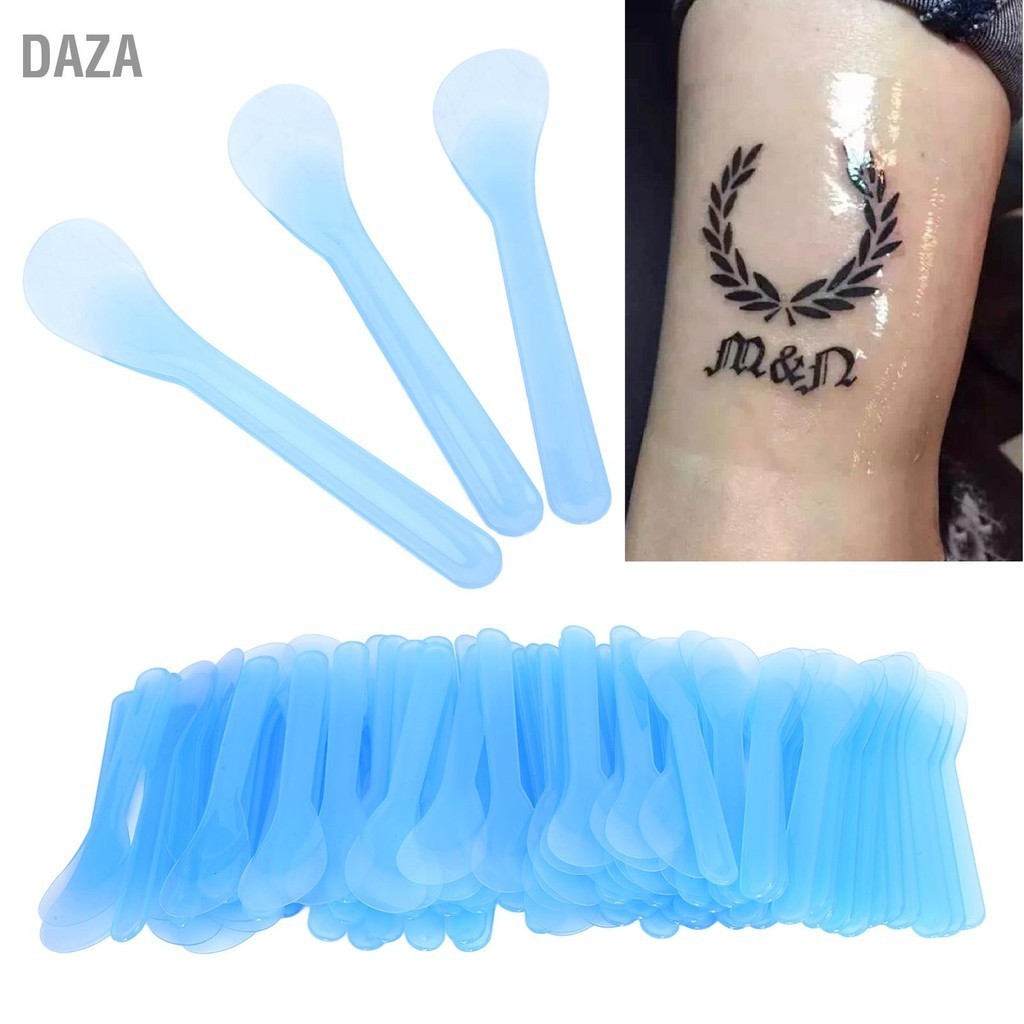 DAZA 100 ชิ้นเครื่องสำอางไม้พายพลาสติกทิ้งครีมกำจัดขน Tattoo Repair ...