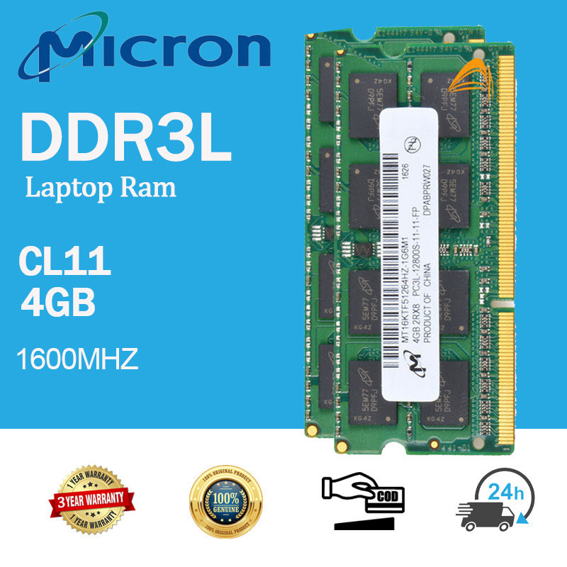 หน่วยความจําแล็ปท็อป Micron 4GB 2RX8 DDR3L 1600MHz PC3L-12800S 204PIN SODIMM | Shopee Thailand