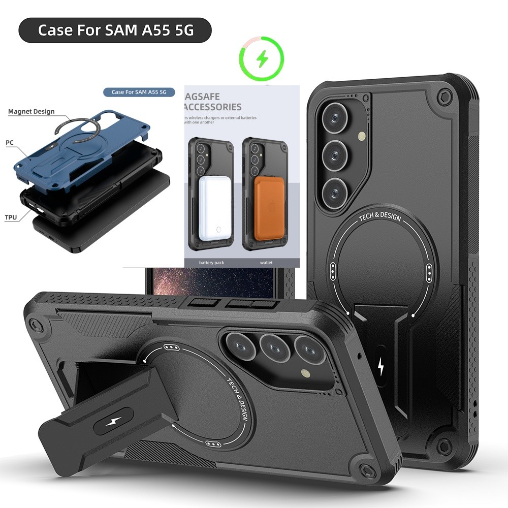 Magnetic Armor Grade Kickstand เคสสําหรับ Samsung Galaxy A56 A55 A54 ...