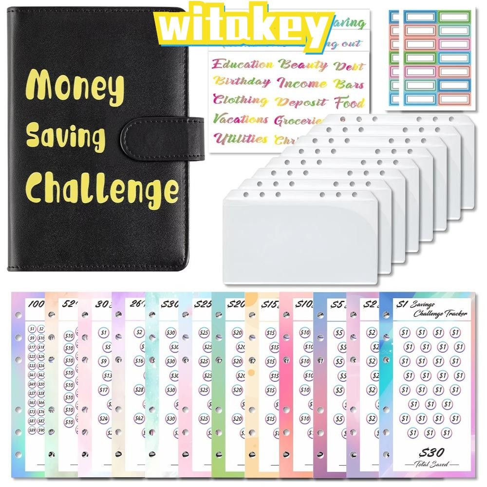 Witakey A6 ท้าทายประหยัดเงิน สีสันสดใส|เครื่องผูกใบหลวมสี, หนัง Pu สร้างสรรค์พร้อมซองเงินสด ...
