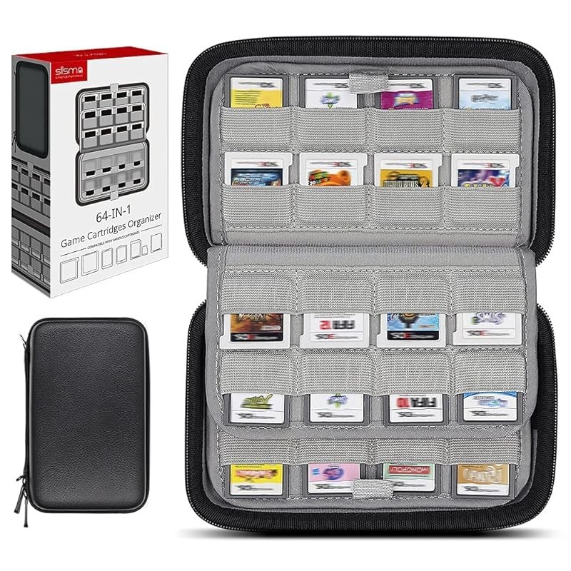 Sisma Card Case 64 Cards Storage Card Organizer Case for 3DS 2DS DS ...