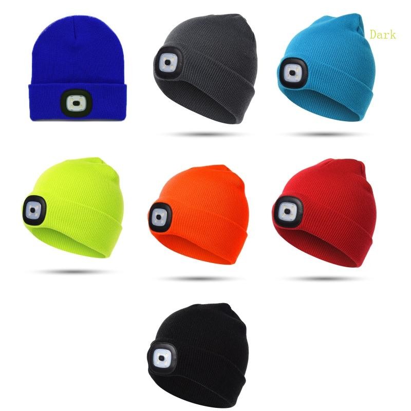 Dark Lighted Beanie USB ชาร์จ LED ไฟหน้าหมวกของขวัญสําหรับเด็กผู้ชาย ...