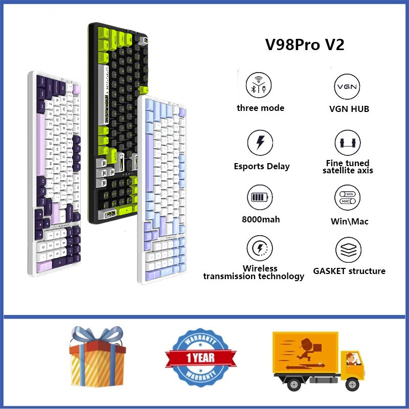 Vgn V98pro คีย์บอร์ดไร้สาย RGB เปลี่ยนสีได้ | Shopee Thailand