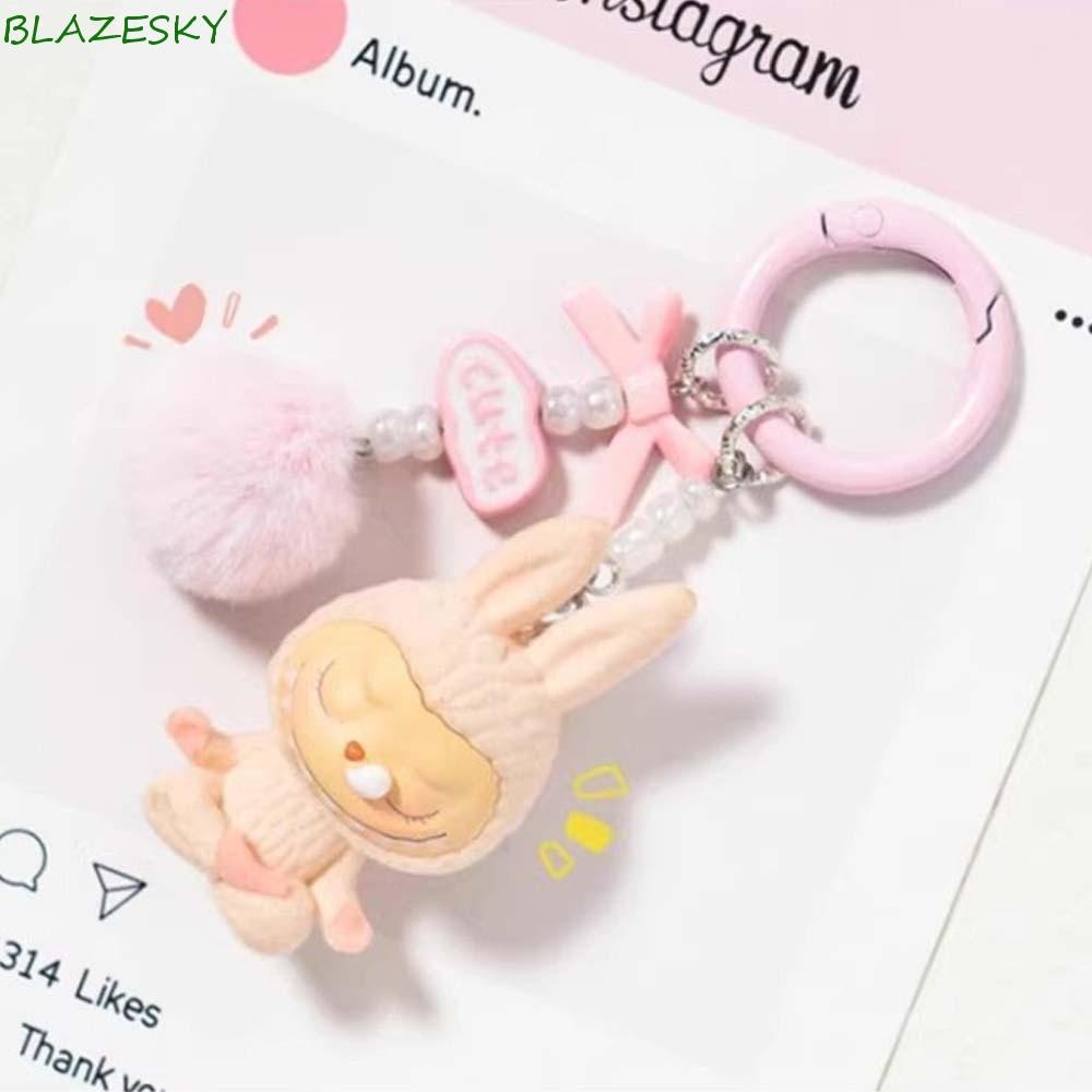 Blazesky Lazy Yoga Labubu Doll, จี้ซิลิกาเจล Flocking Labubu Key Ring ...