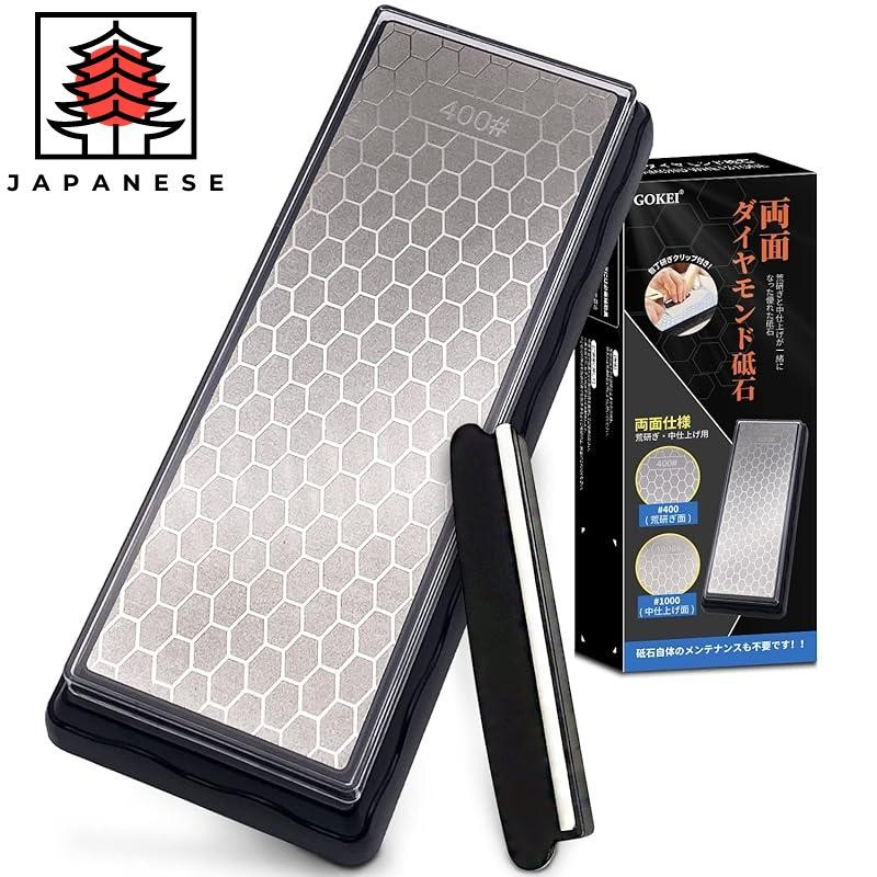 [Direct from JP]Double-sided Diamond Sharpening Stone with Knife Sharpening Clip #400#1000 ...
