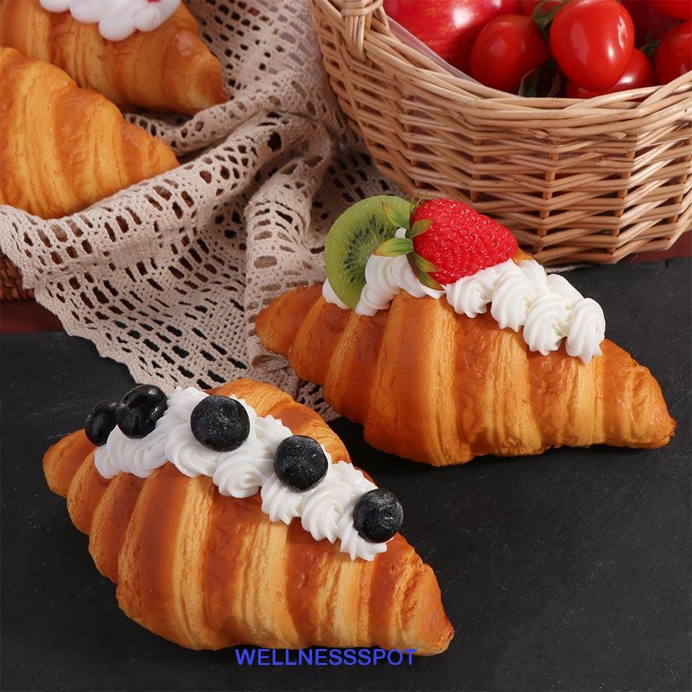 Wellnessspot ขนมปังครัวซองต์จําลอง, ประณีต PU ขนมปังโซดาปลอม, อุปกรณ์ประกอบฉากห้องครัวทนทานสะดวก ...