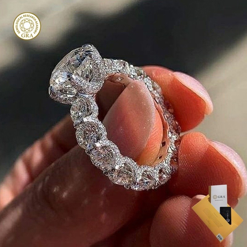 ( พร ้ อมใบรับรอง Gra） Ring Niche Advanced Simple Women 's Moissanite ...