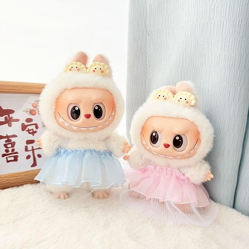 (ผ้าเท่านั้น) สําหรับ V2 V3 Labubu เสื้อผ้า Dumpling กิ๊บติดผมผ้ากอซชุด ...