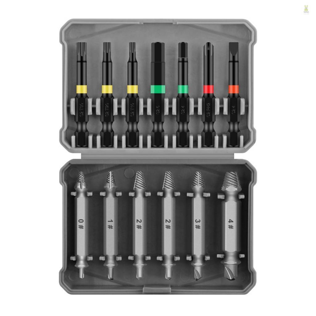 13 ชิ้น Mini เสียหาย Bolts Remover เครื่องมือเหล็กหักความเร็ว Out ...