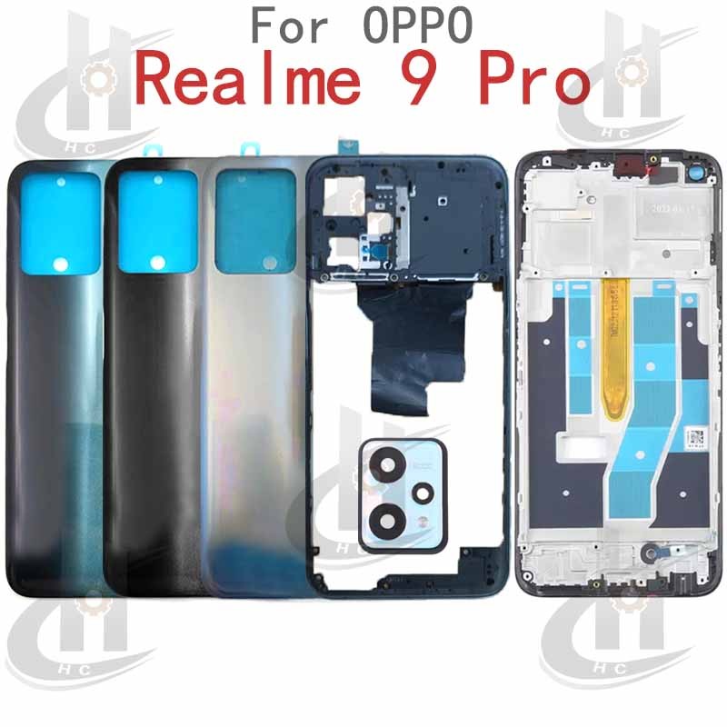 สําหรับ OPPO Realme 9 Pro RMX3471 RMX3472 แบตเตอรี่ฝาหลังกรอบกลาง ...