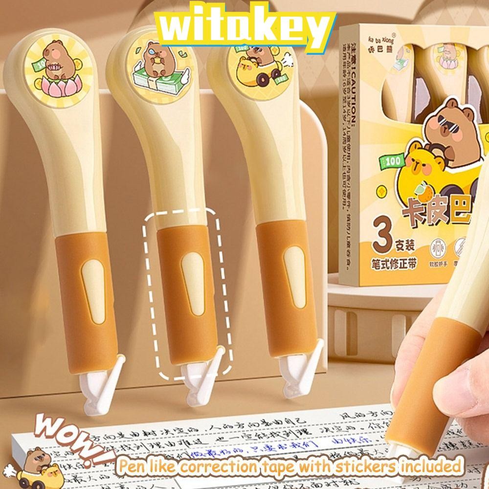 Witakey เทปลบคําผิด, เทปกราฟฟิตี้ Capibara ที่แข็งแกร่งเรียบ, เครื่องเขียนนักเรียนสลับเทป ...