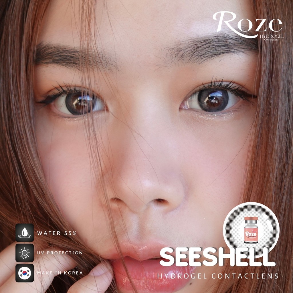 🔥คอนแทคเลนส์ Hydrogel ️Size : XL ️รุ่น Seeshell (Rozelens) สี : Brown ...
