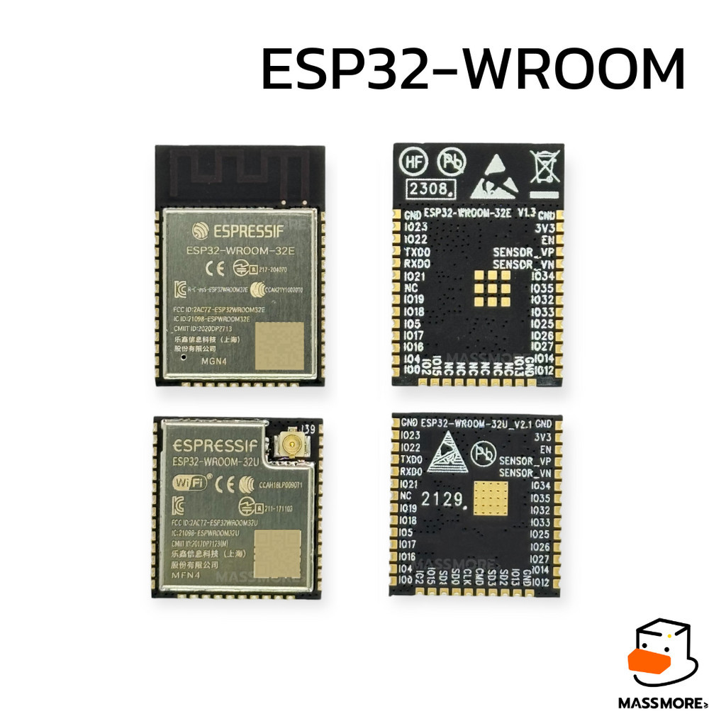 Esp32 Wroom ชิพแท้จาก Espressif Esp32 Wroom 32e Wroom 32u Wifi Ble Pcb Antenna Ipex Connector
