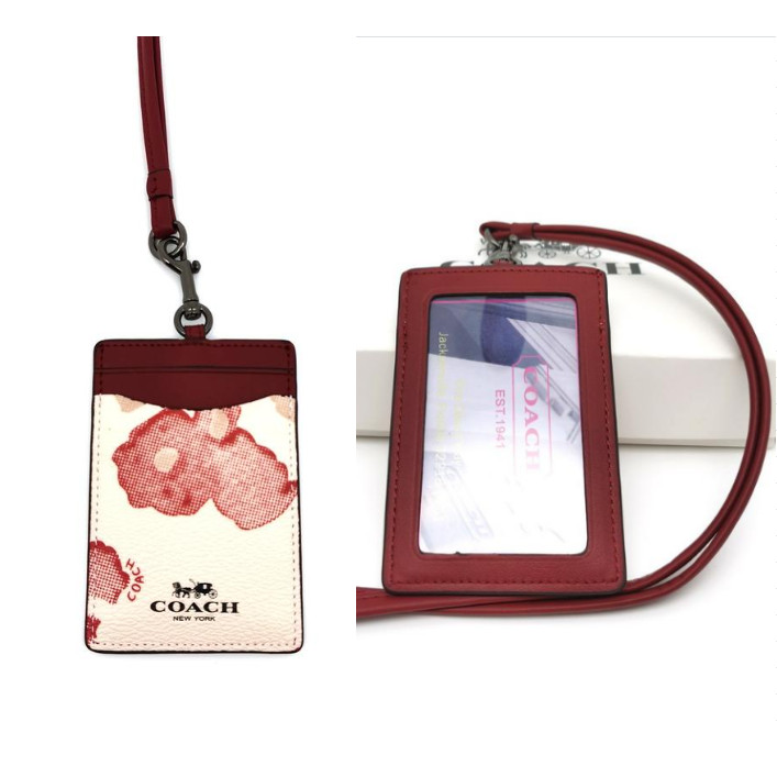 Merah PUTIH Coach Card Holder Lanyard ID Name Tag Wine White Red รูปแบบ ...