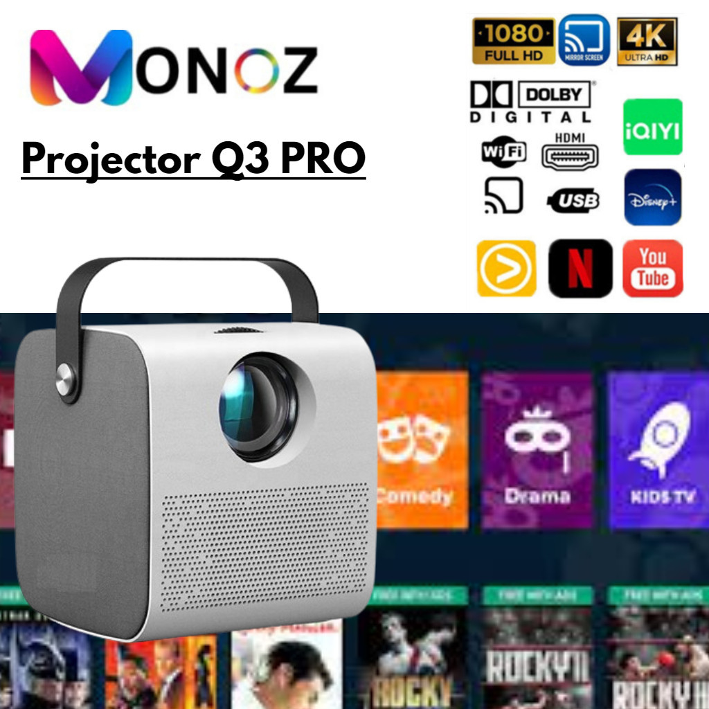 ภาพสวย MONOZ Y8 PRO/Q3 PRO โปรเจคเตอร์โฮมซีเนม่า รับประกัน 5 ปี ความ ...