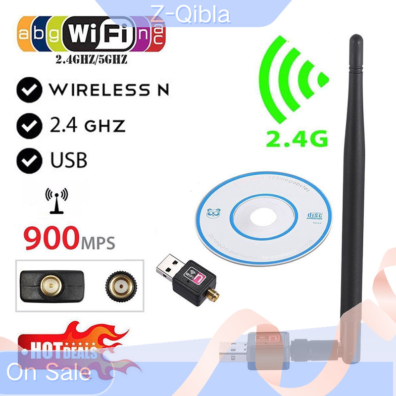Z-qibla อะแดปเตอร์การ์ดเครือข่ายไร้สาย USB WiFi 900Mbps 802.11b/g/n พร้อมเสาอากาศ ดี | Shopee ...