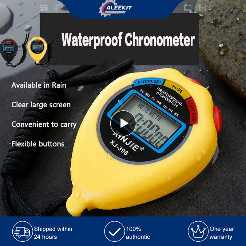 Waterproof Chronometer Sports Stopwatch Timer Digital LCD Handheld Stop ...