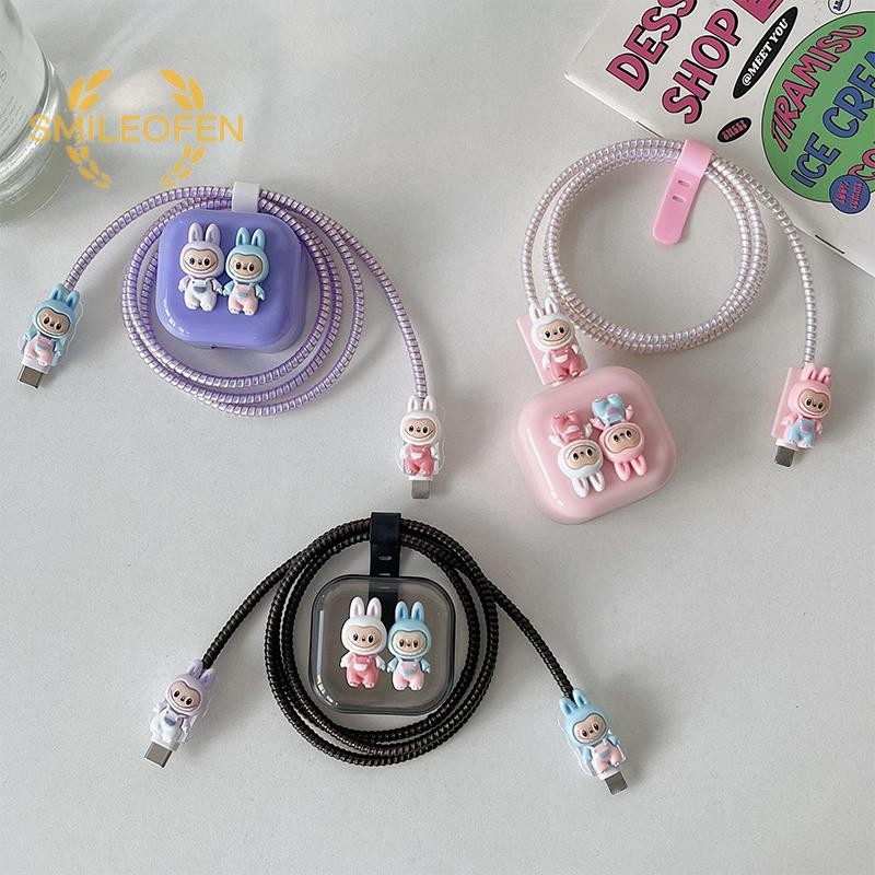 [Smileofen] น่ารัก Labubu Charger Data Cable Case Protector และ Winding ...
