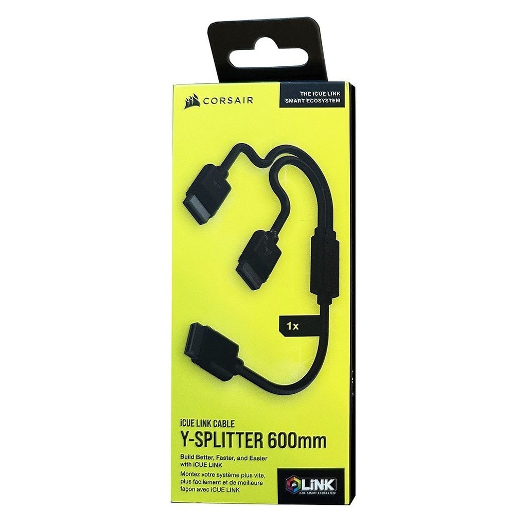 Corsair iCUE LINK Cable - 1x 600mm Y-splitter Straight (Black), CL ...