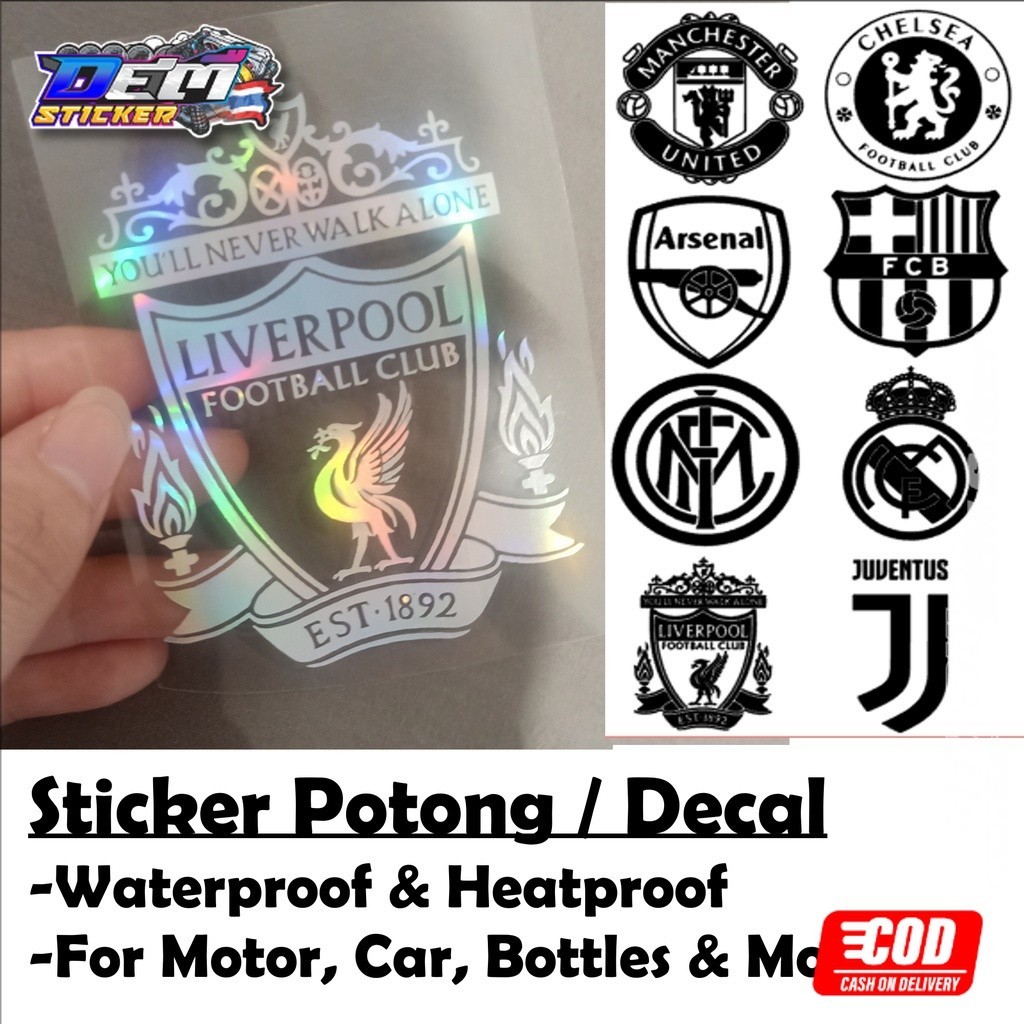 [CUT STICKER / DECAL] FOOTBALL CLUB LOGO MOTORCYCLE STICKER THERMOS ...