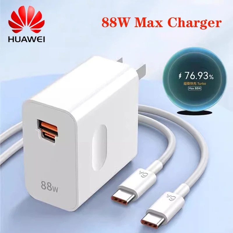 Huawei Mate 60 P60 Pro P60 Art 88W อะแดปเตอร์พาวเวอร์ชาร์จ USB A/C PD US และสายเคเบิล Type C 6A ...