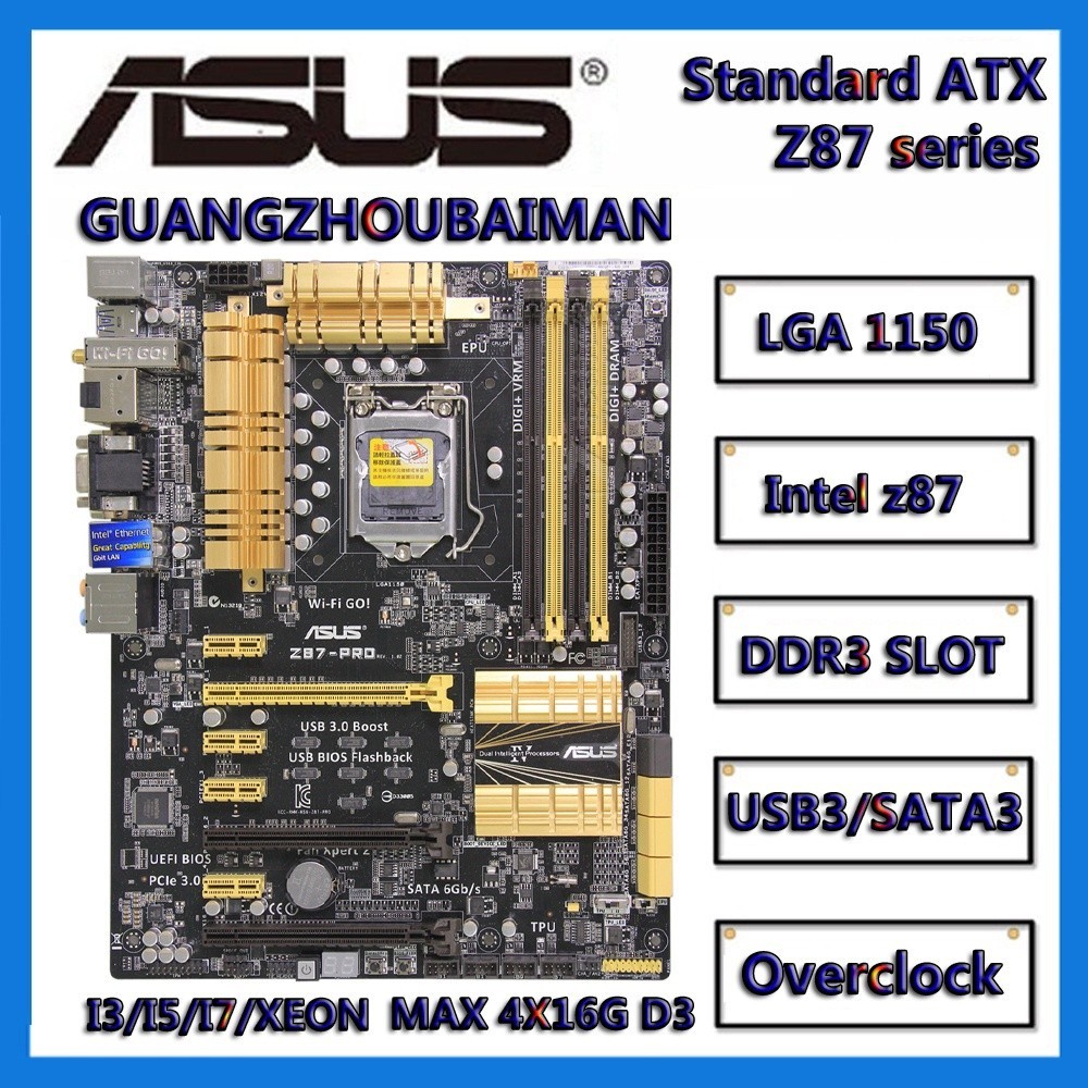 เมนบอร์ด สําหรับ ASUS Z87-A Z87-K Z87-C Z87-PLUS Z87-PRO LGA 1150 Z87 DDR3 USB3.0 SATA3 HDMI ...