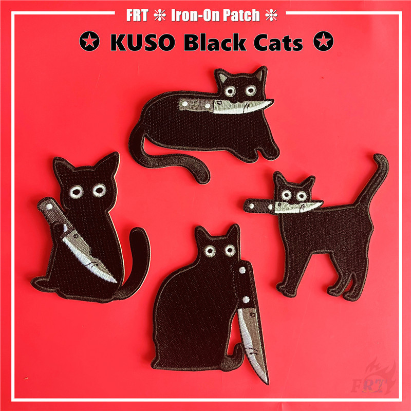 ☸ Kuso Black Cats Q-1 แผ ่ นแปะเหล ็ ก ☸ 1 ชิ ้ น/4 ชิ ้ น DIY เย ็ บบน ...
