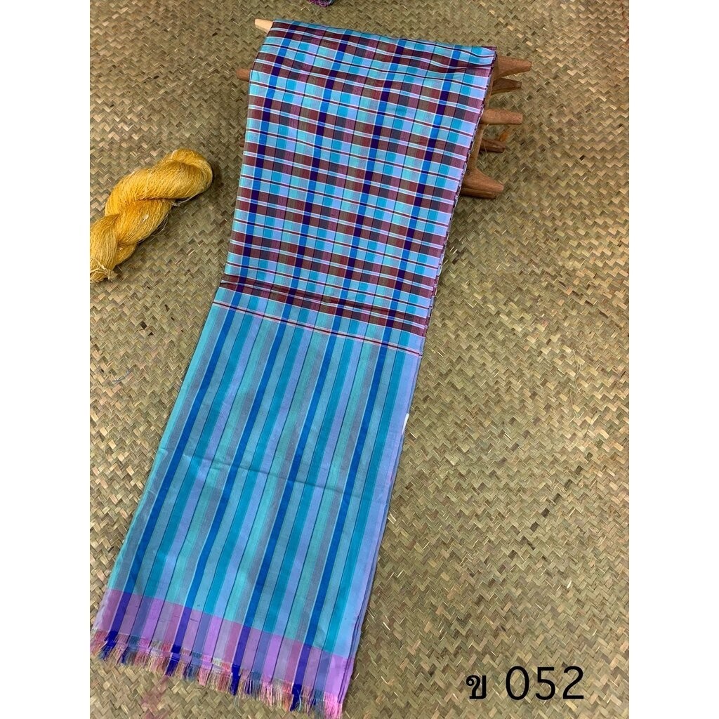 ผ้าขาวม้า ผ้าไหม ไหมแท้ ขนาด 60x200ซม. สีฟ้า รหัส R4D-AA-ข052 | Shopee ...