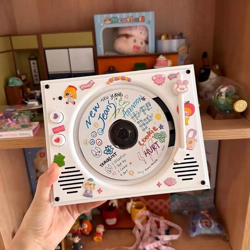 มาใหม่ เหล้าองุ่นลําโพงบลูทูธ เครื่องเล่นซีดี เม็ดไม้สีขาว CD PLAYER ...