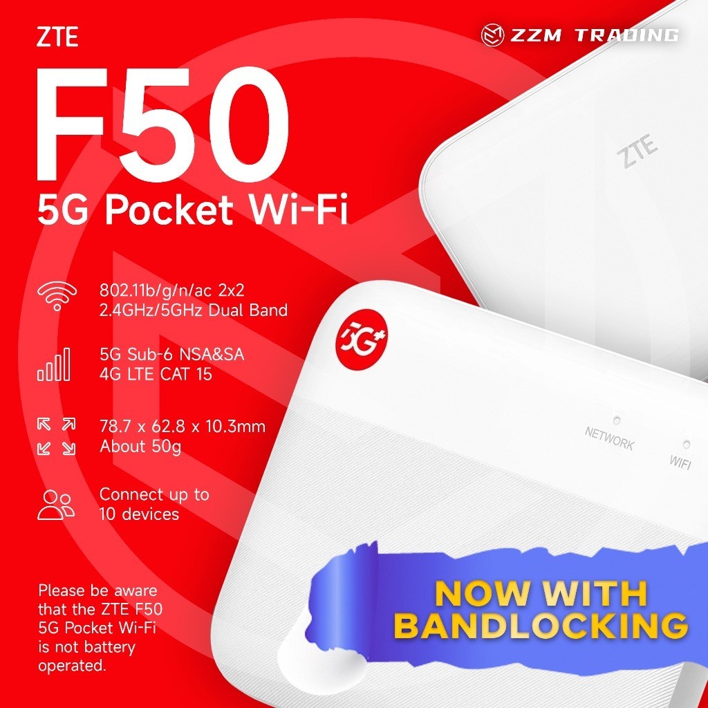 Zte F50 5G Pocket WiFi รองรับ SA + NSA และ Sub-6GHz ความถี่แบนด์ ZZM Trading | Shopee Thailand