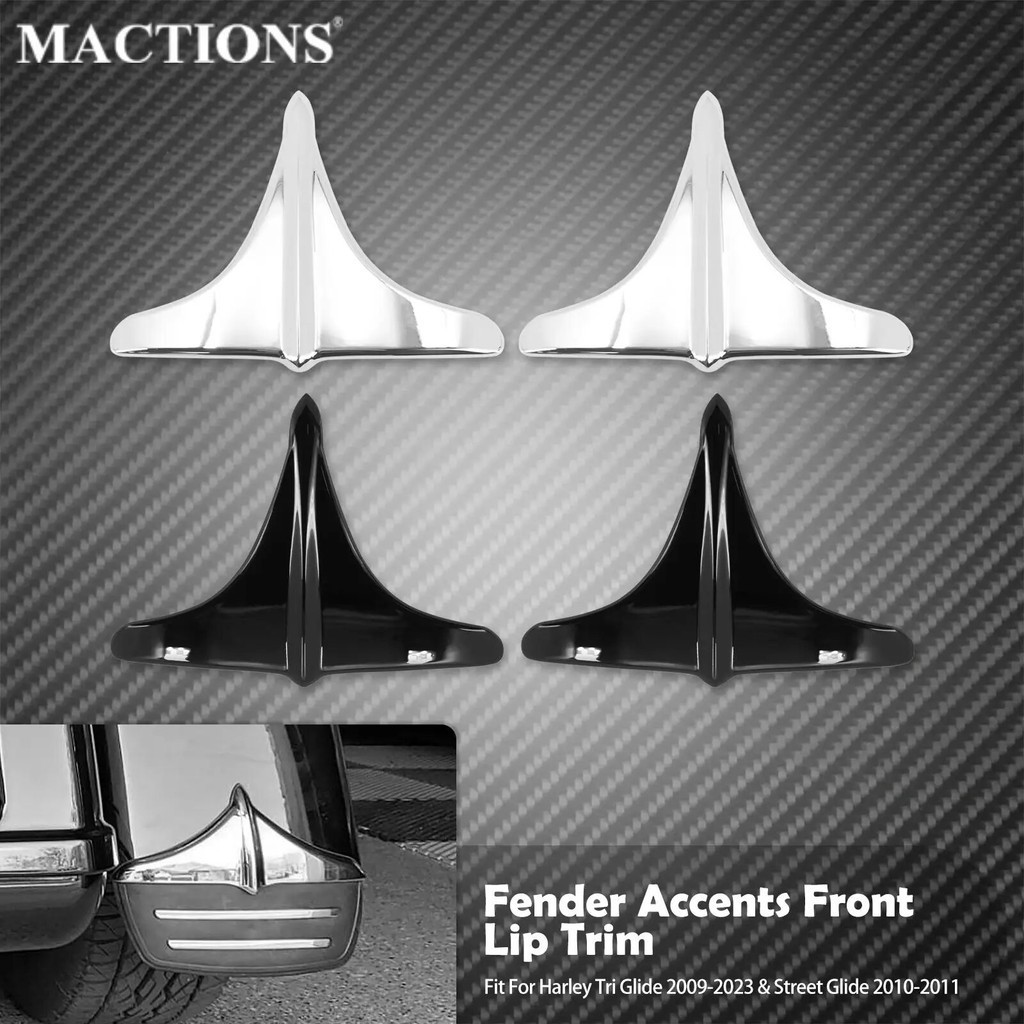 BAMotorcycle Rear Fender Accents Front Lip Trim Black/Chrome ABS For ...