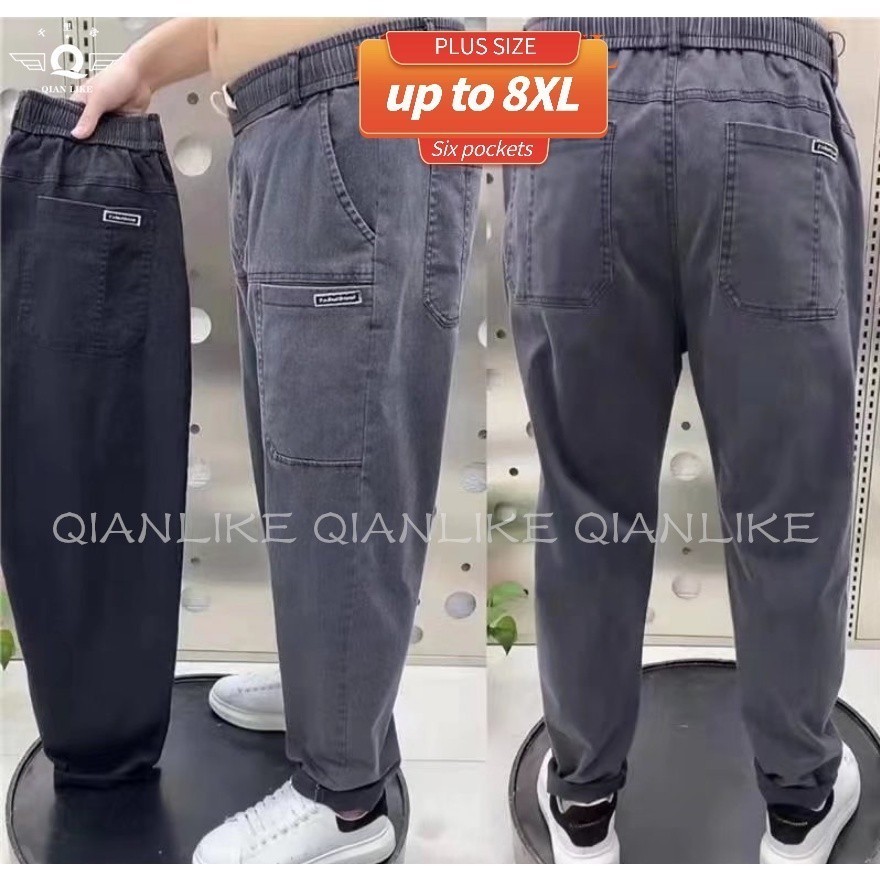 พร้อมส่ง【2xl 5XL 8XL】กางเกงยีน ยีนส์ผ้ายืด พลัสไซซ์ มีหลายกระเป๋า สําหรับผู้ชาย | Shopee Thailand