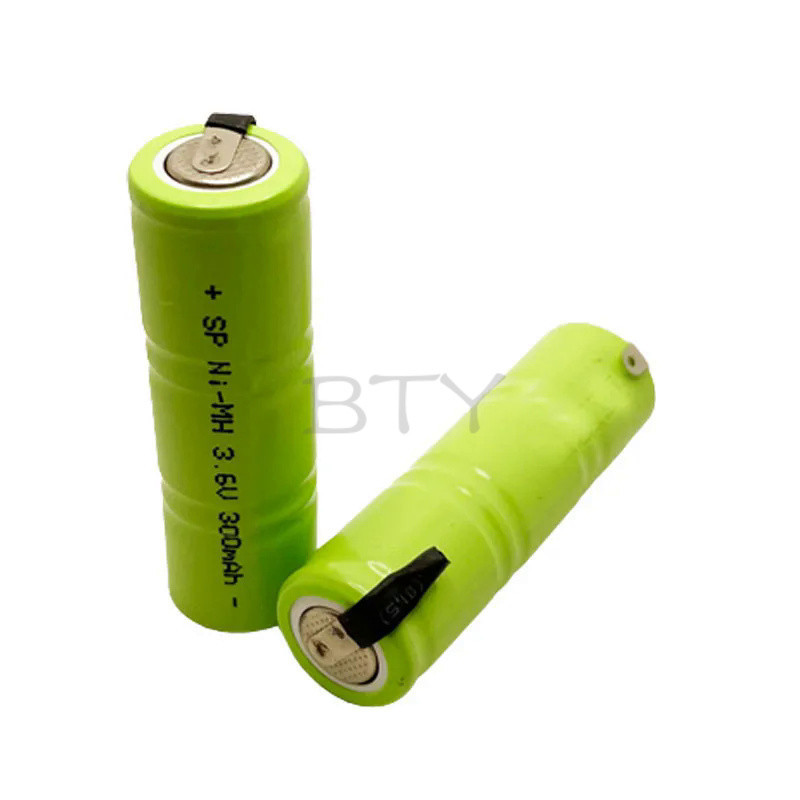BTY 3.6V 1/3AA NI-MH Rechargeable Battery With Welding Tabs NIMH 300mAh ...