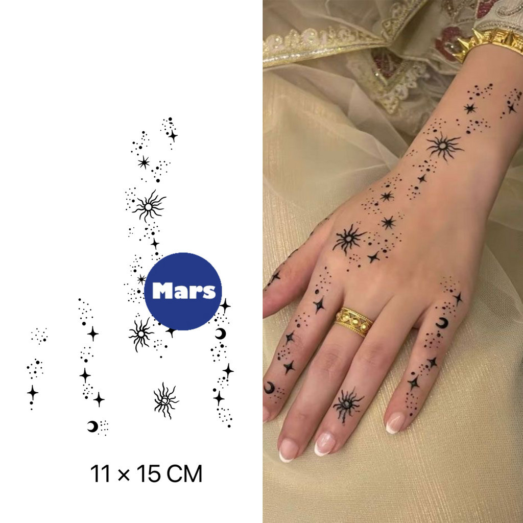 【Mars Tattoo】ใหม่ สติกเกอร์รอยสักชั่วคราว ลายเฮนน่า ดาว D160 กึ่งถาวร ...