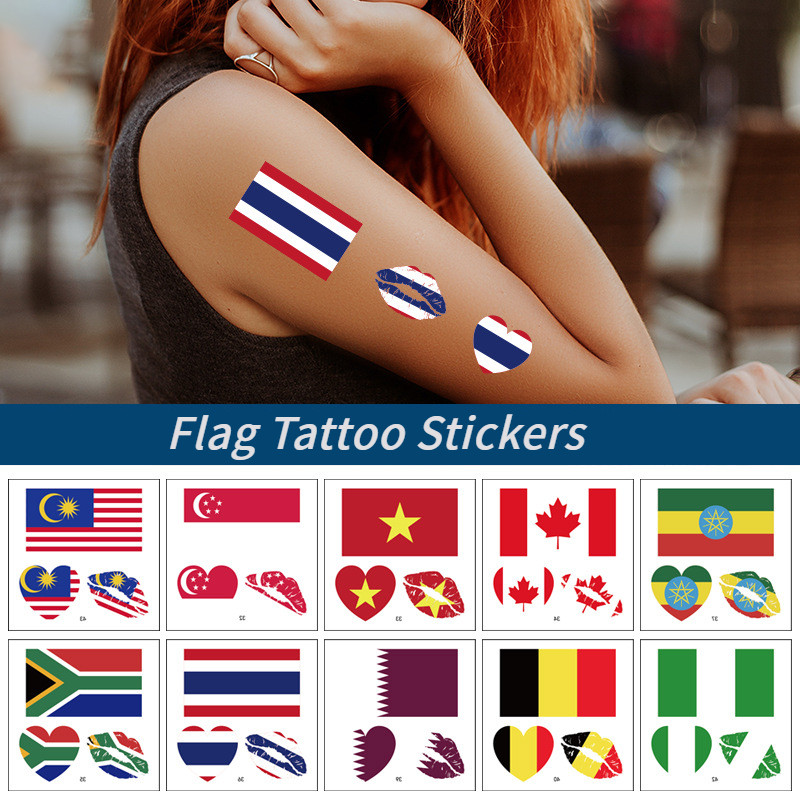 National Day Country Flag Sticker Singapore Malaysia Thailand Tattoo ...