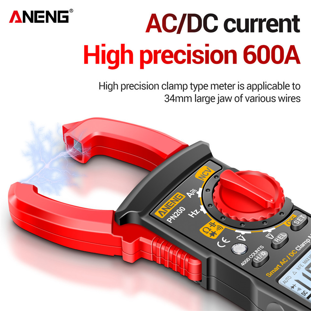 Aneng PN200 แคลมป์มิเตอร์ดิจิทัล DC/AC 600A กระแสไฟ 4000 นับ มัลติ ...