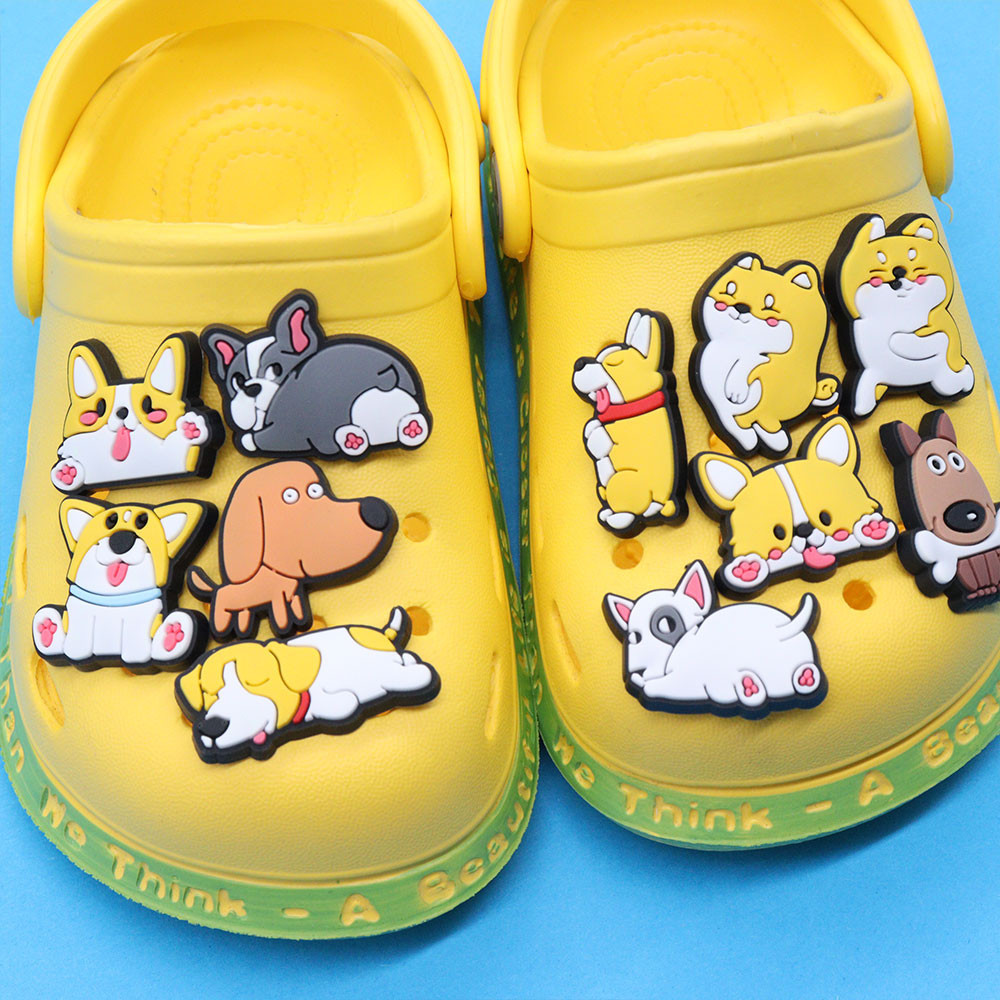 น่ารัก Corgi Pug croc Design Jibbits Bichon Frise Jibitz croc สุนัข Paw ...