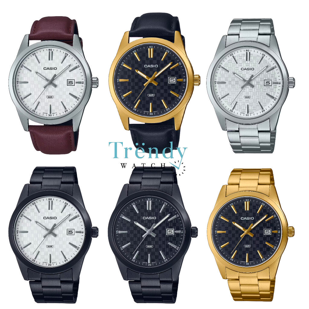Casio Standard นาฬิกาข้อมือผู้ชาย สายหนัง/สายสแตนเลส รุ่น MTP-VD03,MTP ...