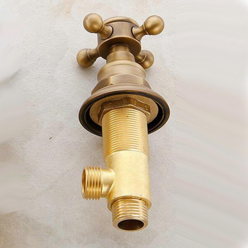 1 pcs ทองเหลืองโบราณควบคุมวาล์ว Stopcock Tap G1/2 ชาย x G1/2 ด้ายชาย ...