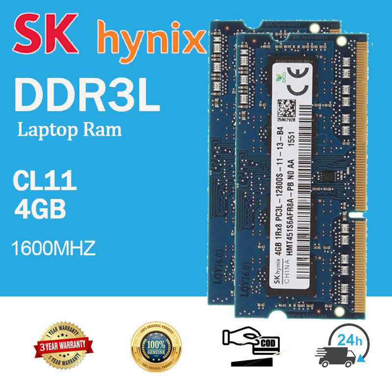 [24H SENT] SK Hynix 4GB RAM DDR3L 1600MHz 1Rx8 PC3L 12800S 204PIN SO-DIMM Laptop RAM แรม โน็ต ...