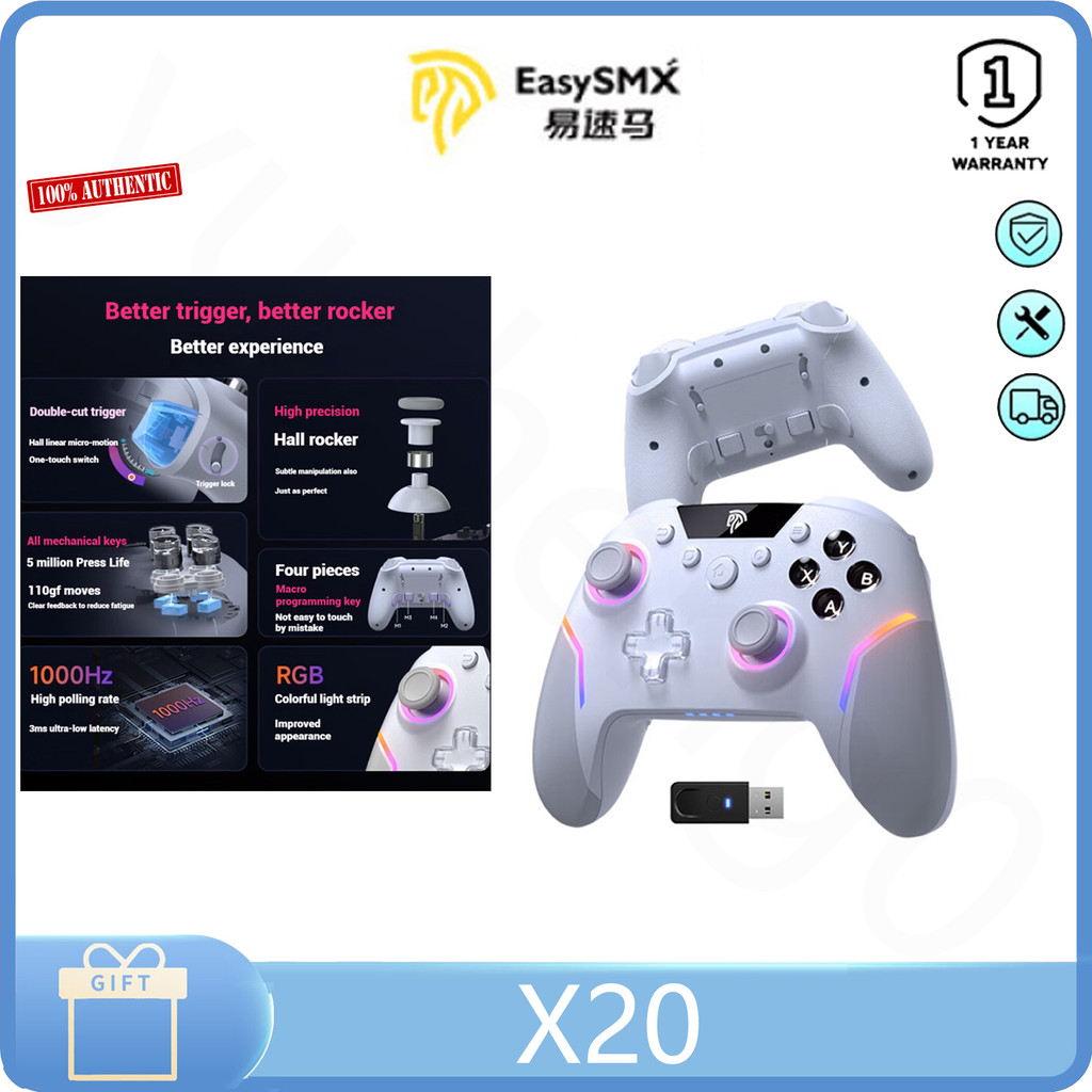 EasySMX X20 Wireless gamepad Double cut trigger switch Bluetooth Steam ...