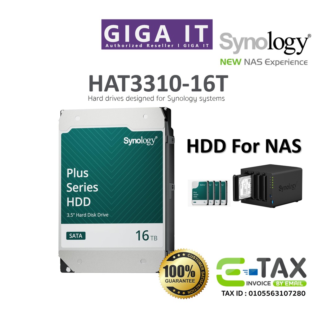 Synology HAT3310-16T ฮาร์ดไดรฟ์ 16 TB สำหรับ NAS 3.5" Internal - SATA ...