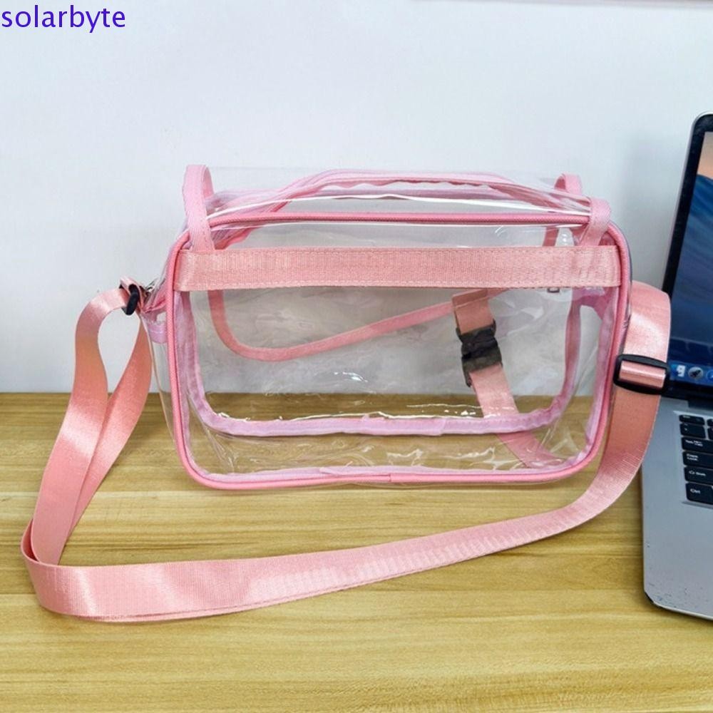 Solarbyte กระเป๋าสะพายข้าง, กระเป๋าสะพายใส PVC, ซิปอเนกประสงค์สีทึบกระเป๋าถือ Tote คอนเสิร์ต ...