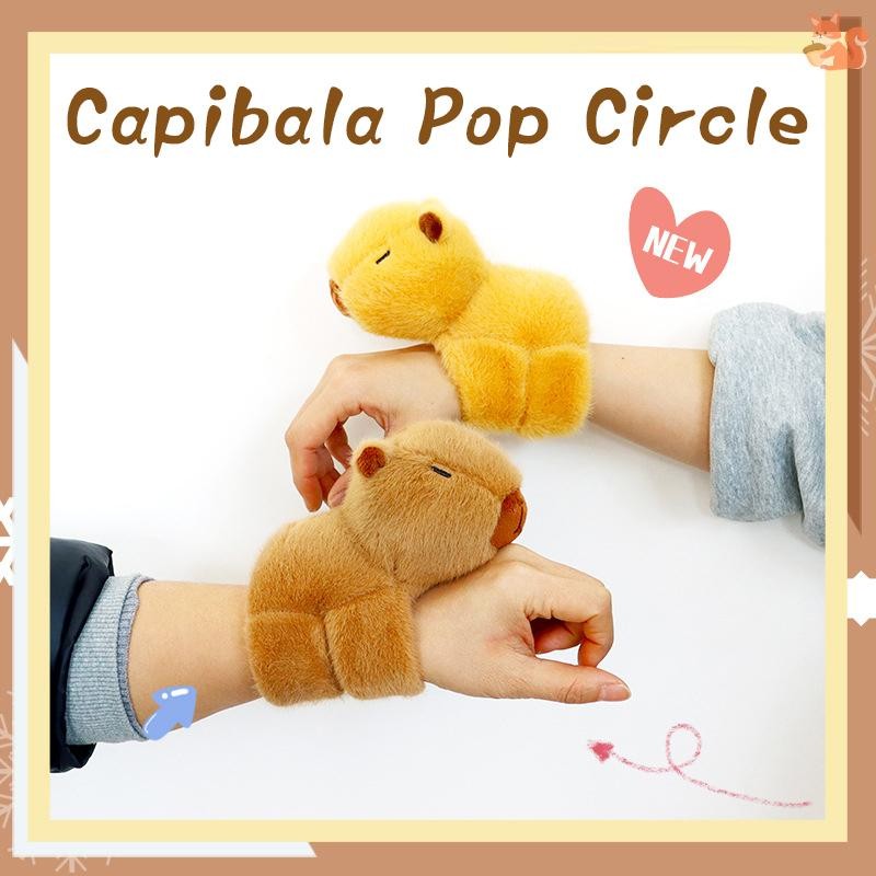 [BI] สี่สี Capybara สัตว์ Slap Snap Wrap สายรัดข้อมือสร้อยข้อมือตุ๊กตาสัตว์ Kawaii Capybara แหวน ...