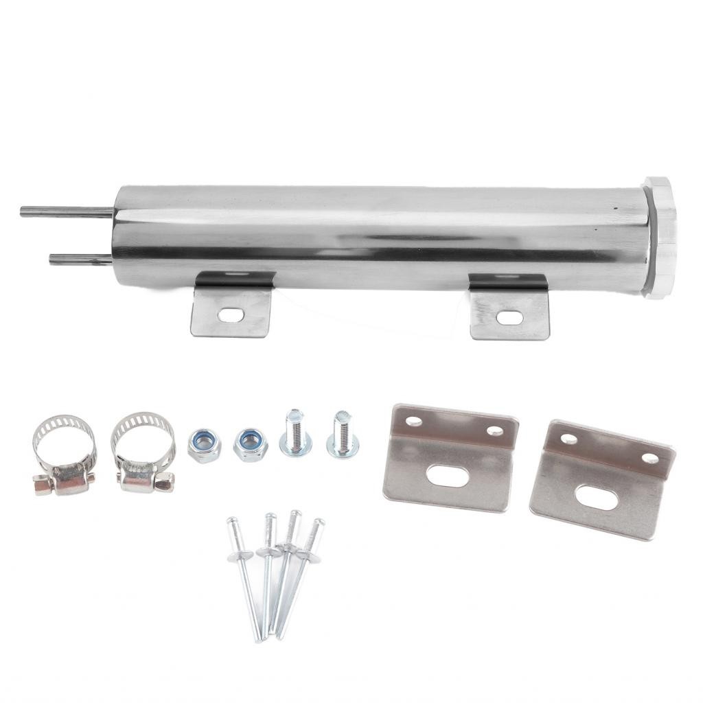 2x10in Stainless Steel Radiator Overflow Tank Recovery Bottle With ...