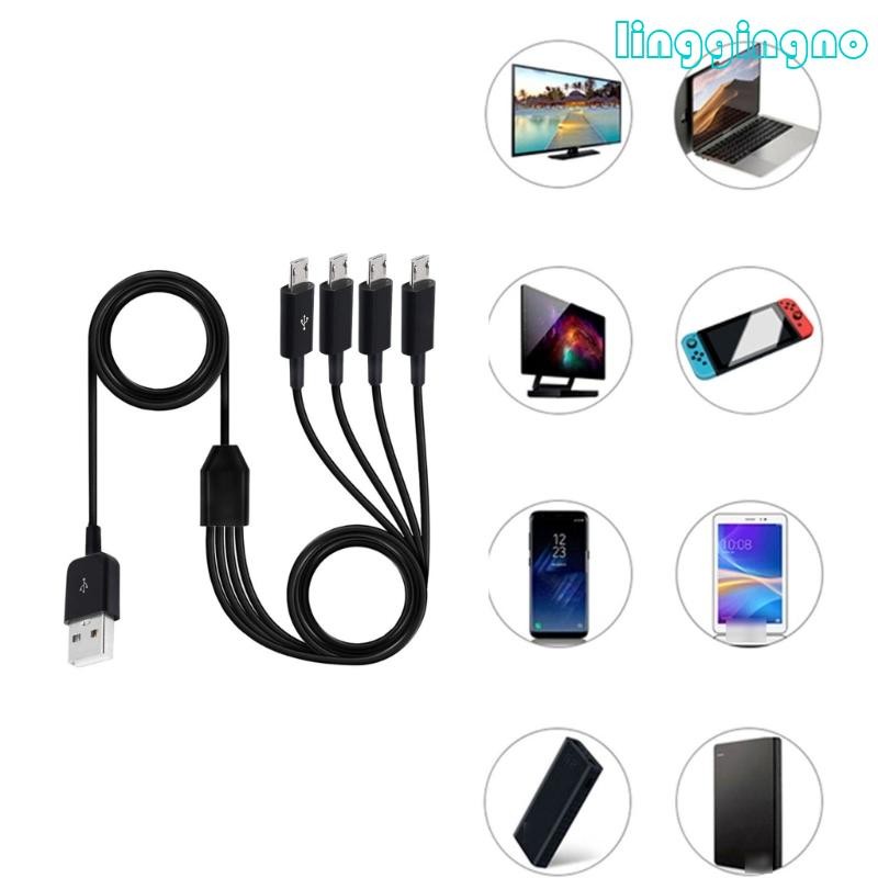 Rr สะดวก 4 Way Micro USB สายชาร์จ Multi Charger สายชาร์จหลายอุปกรณ์ ...