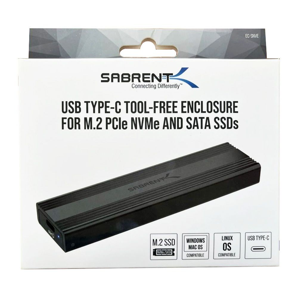 Sabrent USB 3.2 Type-C SSD Enclosure (EC-SNVE) for M.2 PCIe NVMe and ...