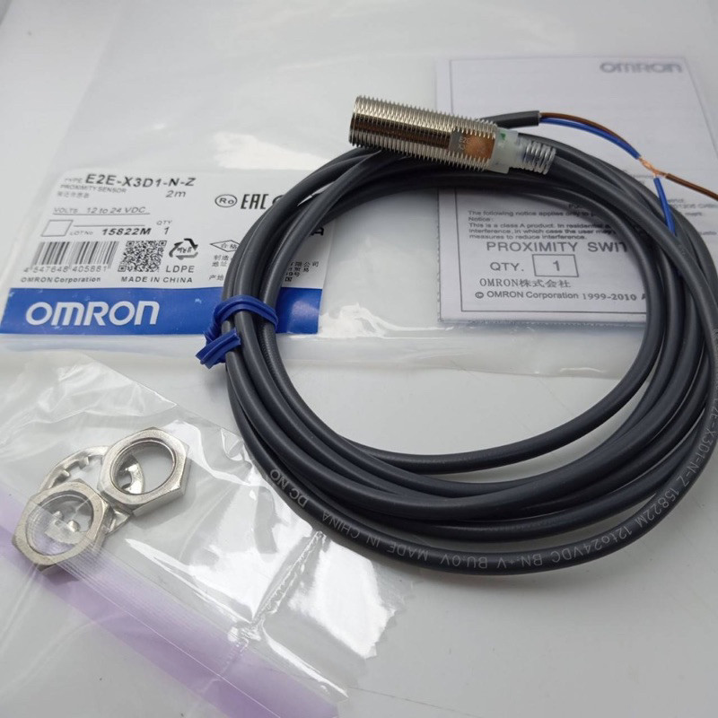 Sensor E2E-X3D1-N-Z เซนเซอร์ตรวจจับโลหะ Proximity Sensorระยะตรวจจับ 3mm NPN-NO เกลียว 12mm 2สาย ...