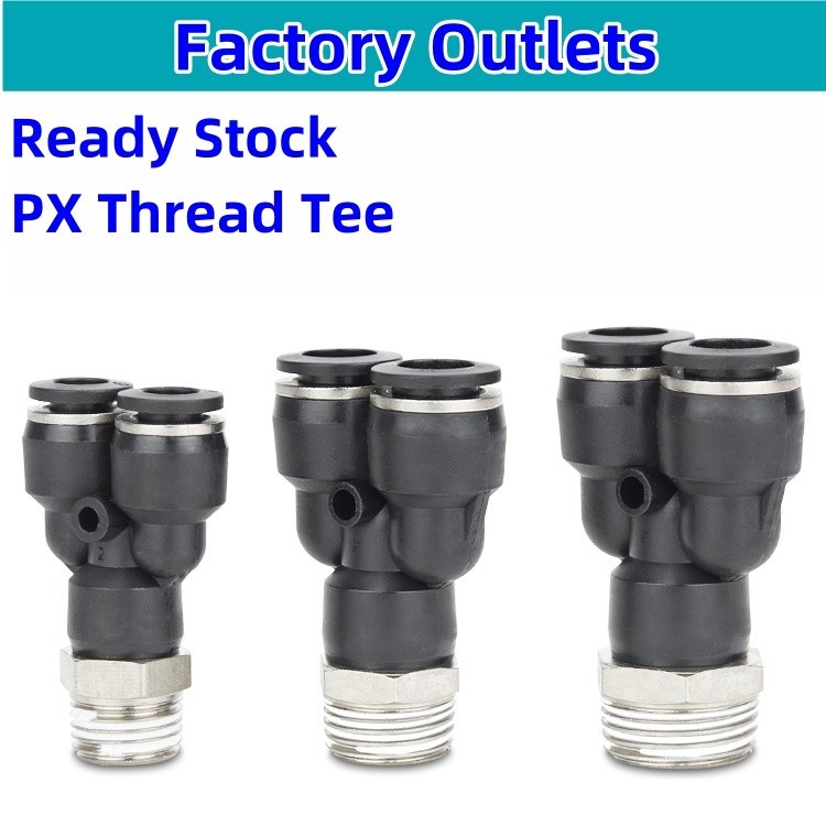 ปลั๊กเชื่อมต่อนิวเมติก PX4-M5 Y Type Tee Thread PX6-01 PX8-02 10-03 12-04 Male Thread 1/8 นิ้ว 1 ...