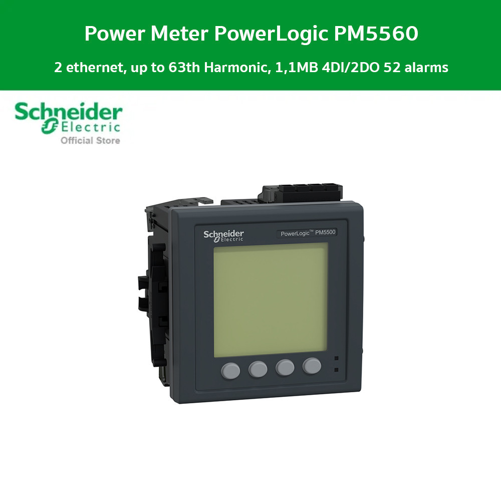 Schneider Electric PM5560 Meter, 2 ethernet, up to 63th H, 1,1M 4DI/2DO ...